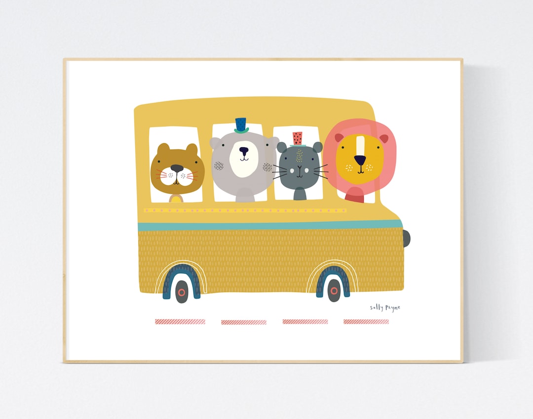 Animal Bus Print Wall Art - Wall Art - Children's Prints - Children's ...