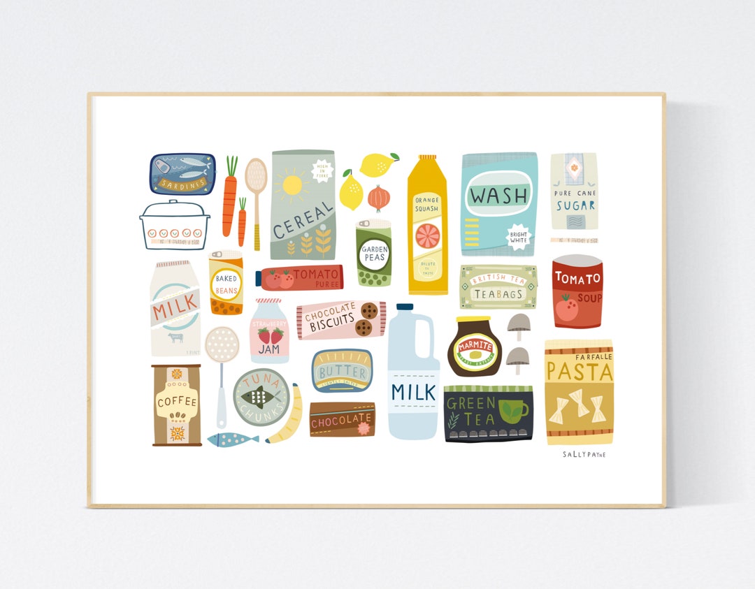 Food Packaging Wall Art - Wall Art - Wall Prints - Kitchen Wall Art - Etsy