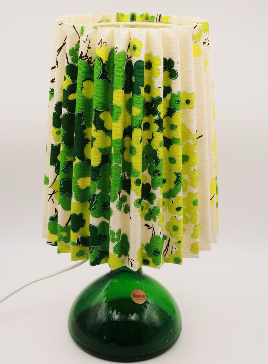 Original 70s Freese Table Lamp Flower Power Floral Pattern Green ...