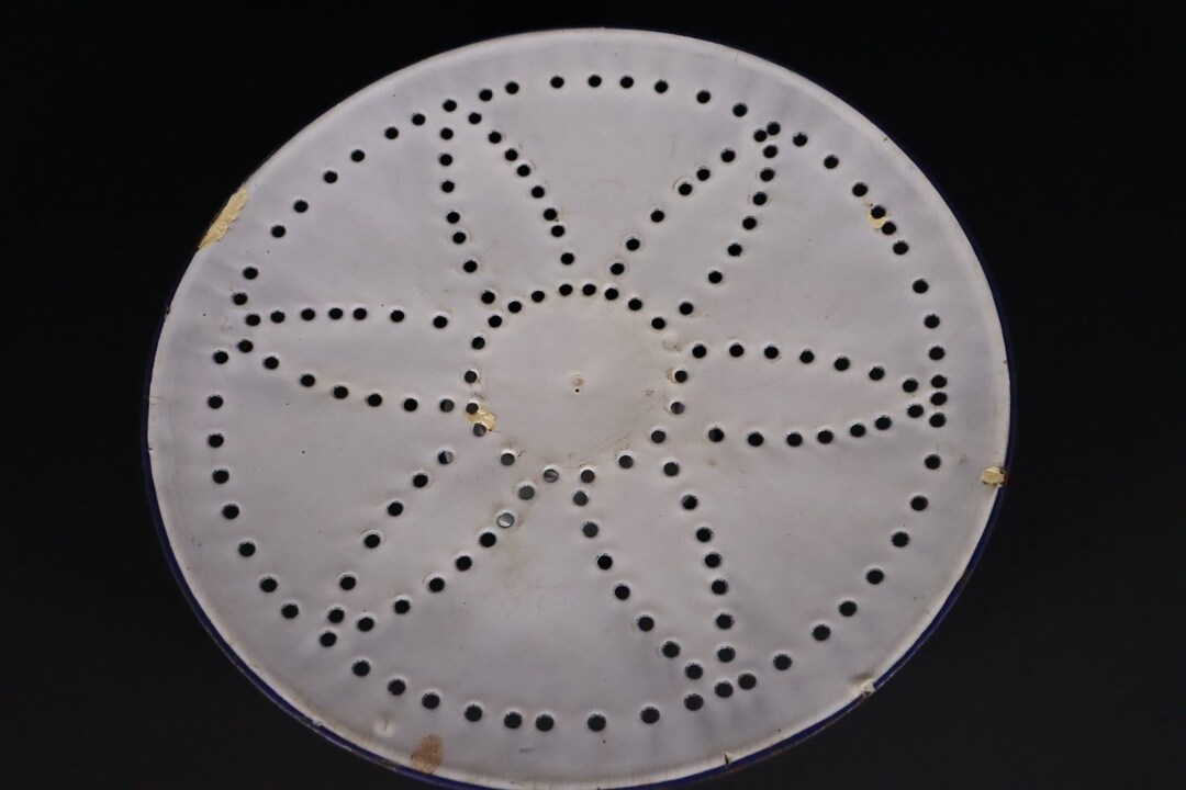 Antique Enamel Plate / Cake Plate / Draining Plate / Enamel / Pancake ...