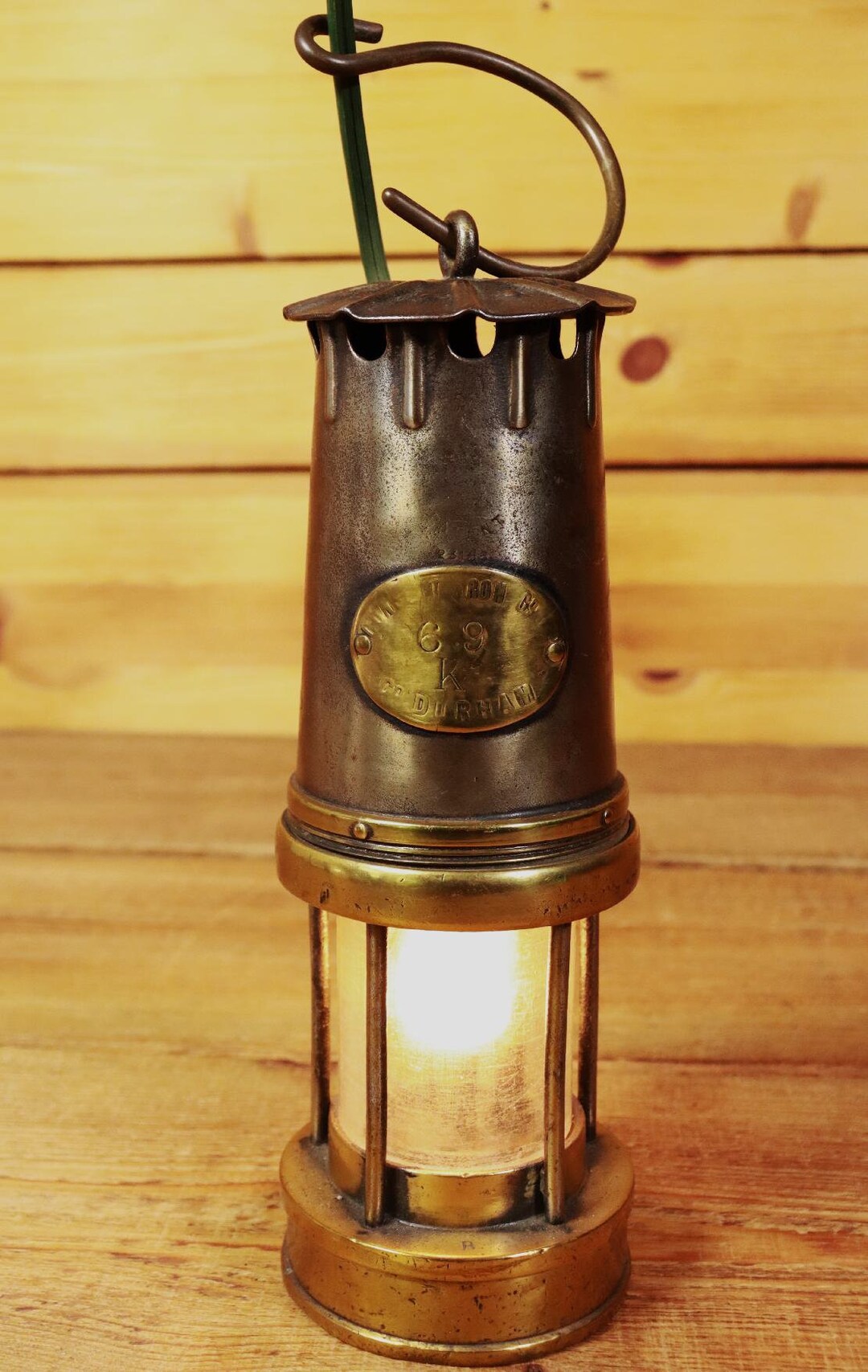 Antique Mining Lamp British Consett IRON Ltd, Co Durham Electrified O ...