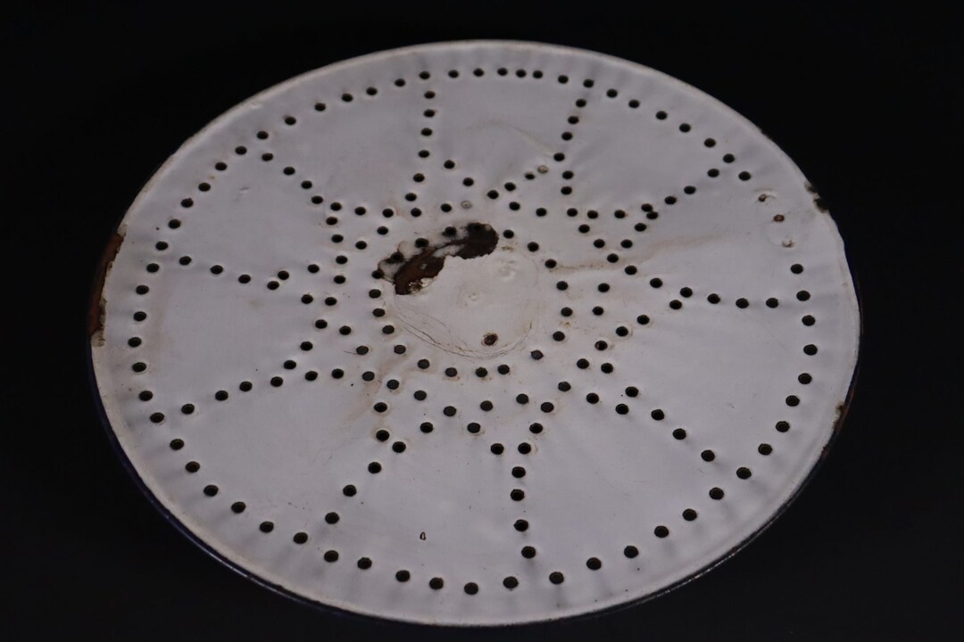 Antique Enamel Plate / Cake Plate / Draining Plate / Enamel / Pancake ...