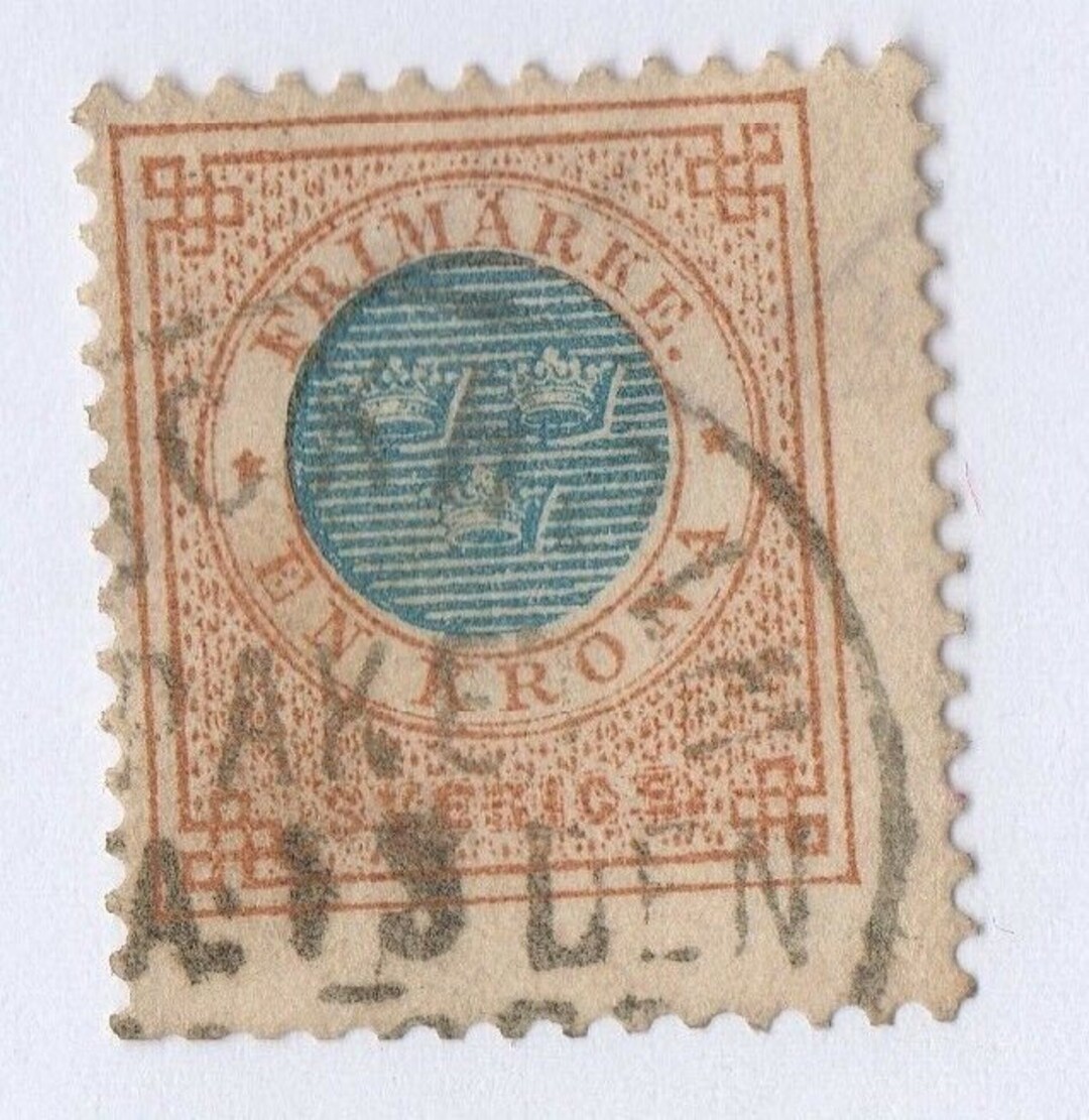 Sweden / Sverige 1878 En Krona Stamp / Stamp #3 - Etsy
