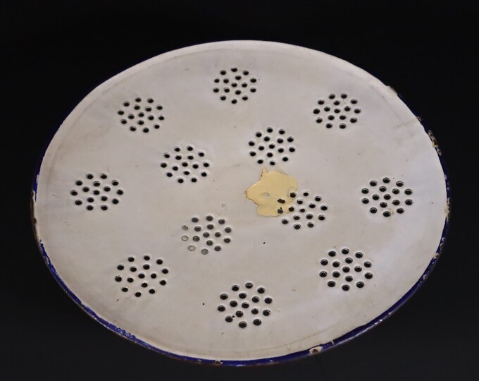 Antique Enamel Plate / Cake Plate / Draining Plate / Enamel / Pancake ...