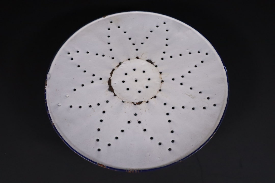Antique Enamel Plate / Cake Plate / Draining Plate / Enamel / Pancake ...