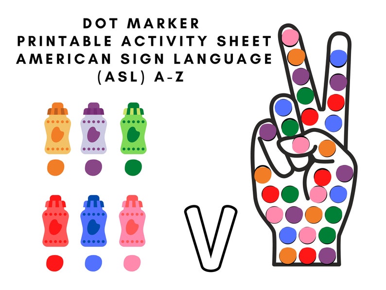 Dot Marker Printable Activity Sheets American Sign Language ASL ABCS A ...