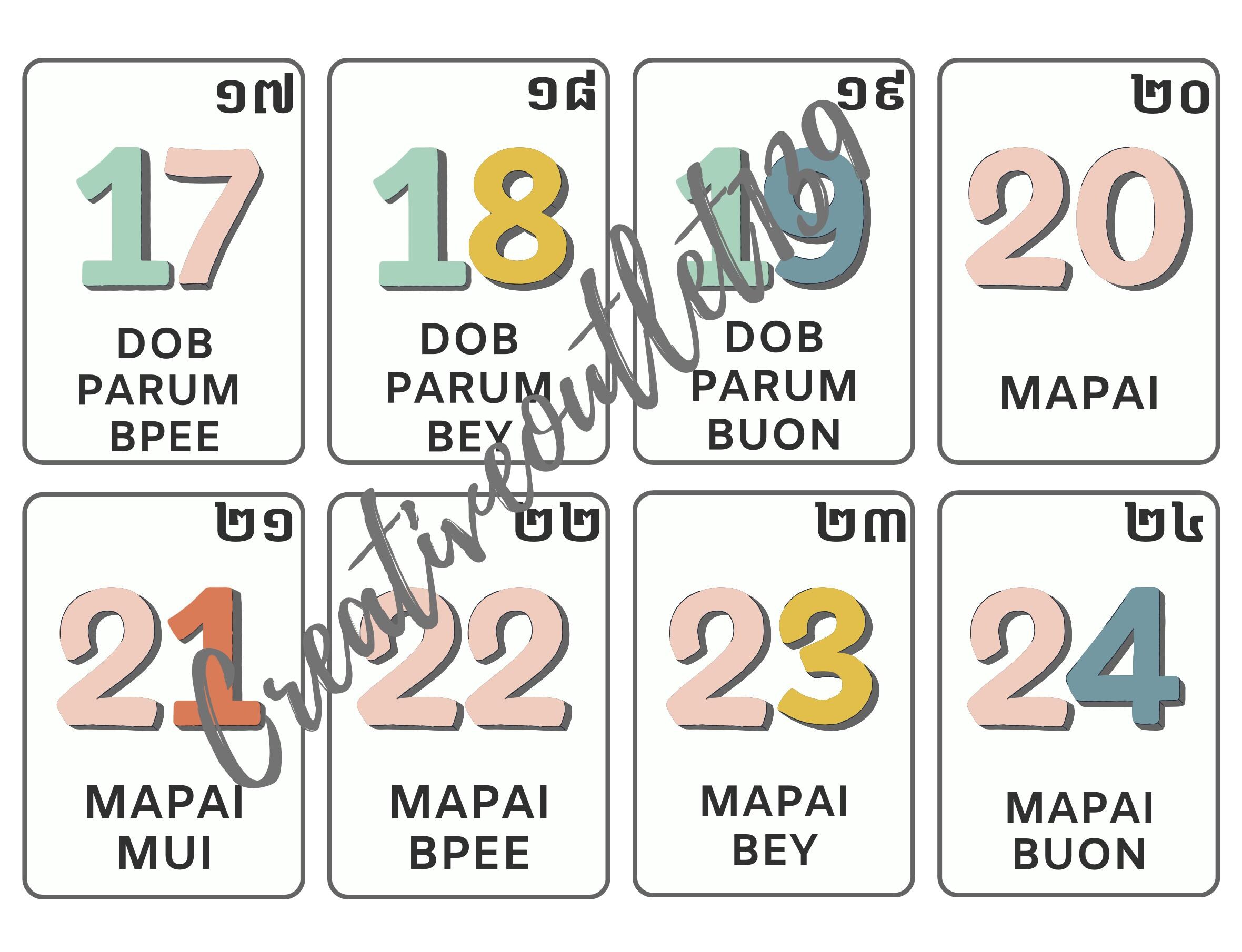 Khmer Number Flashcards 1-50: Learn to Count in Khmer, the Language of ...
