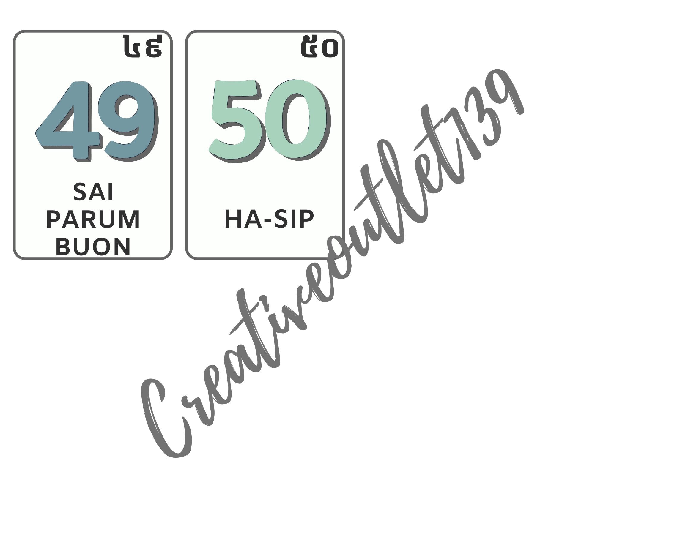 Khmer Number Flashcards 1-50: Learn to Count in Khmer, the Language of ...