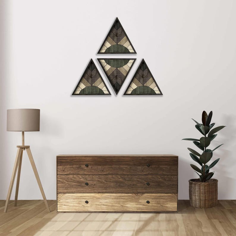 Handcrafted Wooden Triangle Wall Art: Geometric Rustic Panels - Etsy