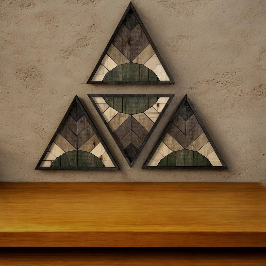Handcrafted Wooden Triangle Wall Art, Geometric Wooden Wall Art, Boho ...