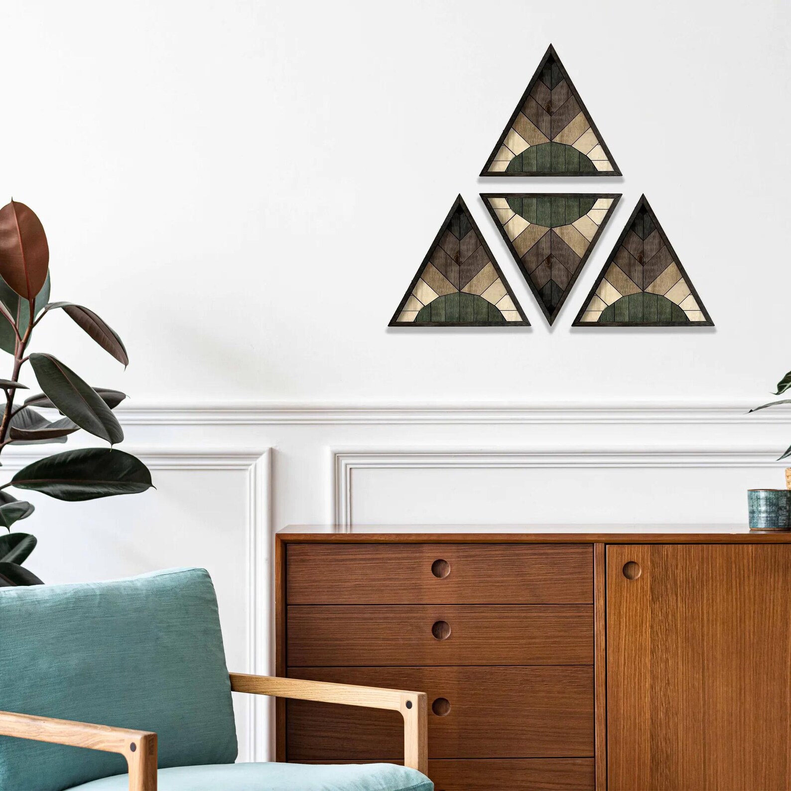 Handcrafted Wooden Triangle Wall Art: Geometric Rustic Panels - Etsy