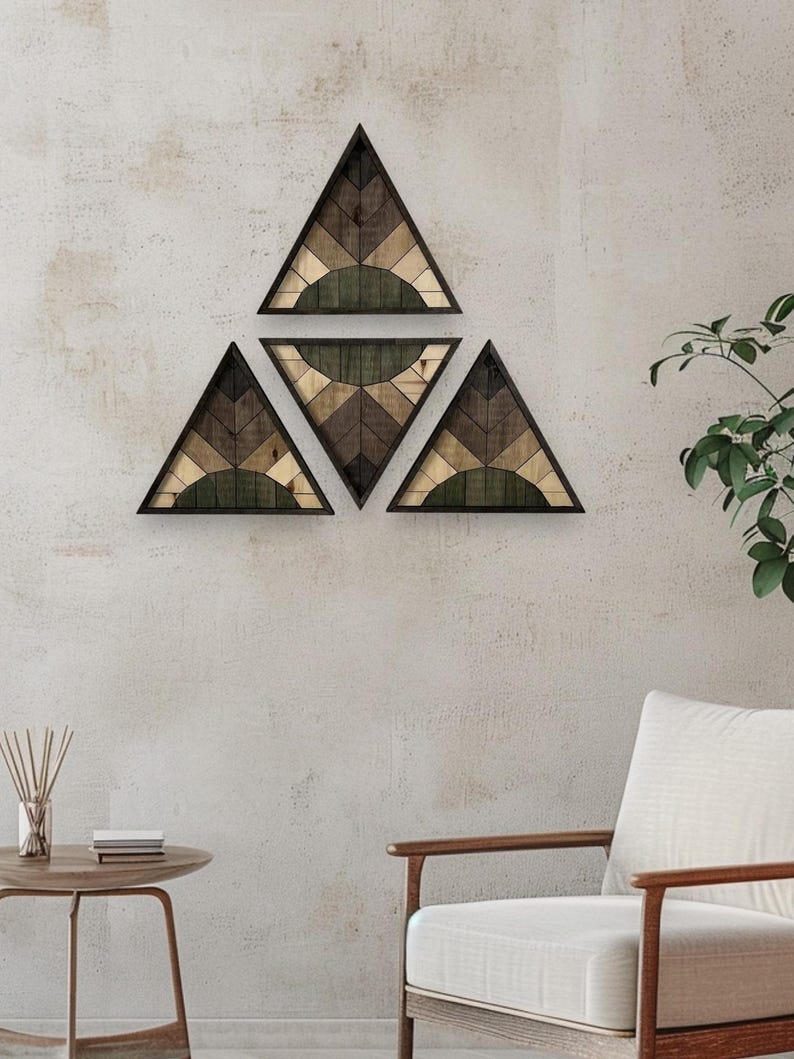 Handcrafted Wooden Triangle Wall Art: Geometric Rustic Panels - Etsy