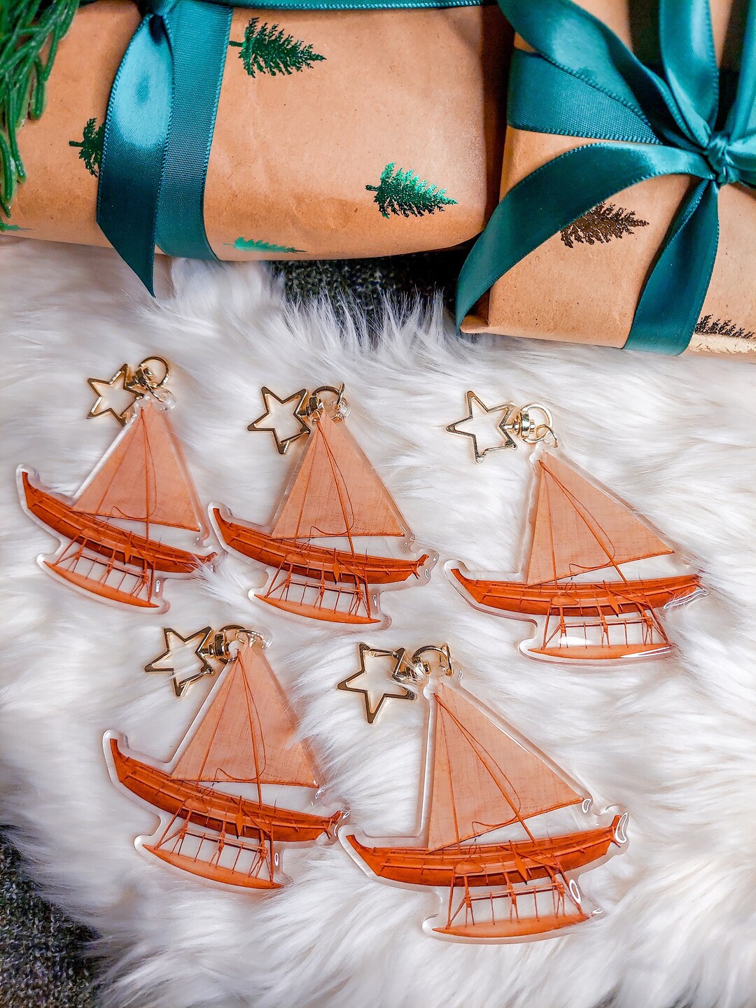 Korkor canoe Keychain Double Sided - Etsy