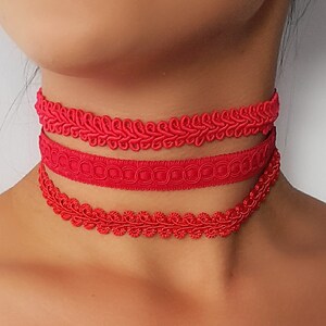 Red Choker thick Red Chokers Spring Necklace glittery Choker Springchoker glitter Choker large Red Choker redadjustable Etsy UK