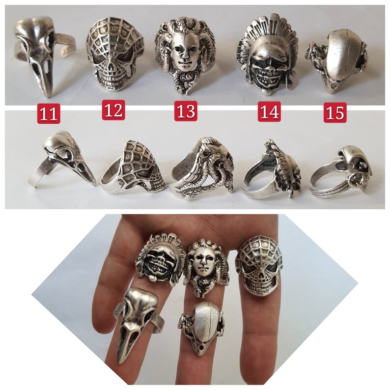 Memento Mori Skull Goth Punk Rings Jewelry Satanic Demon Rings | Etsy