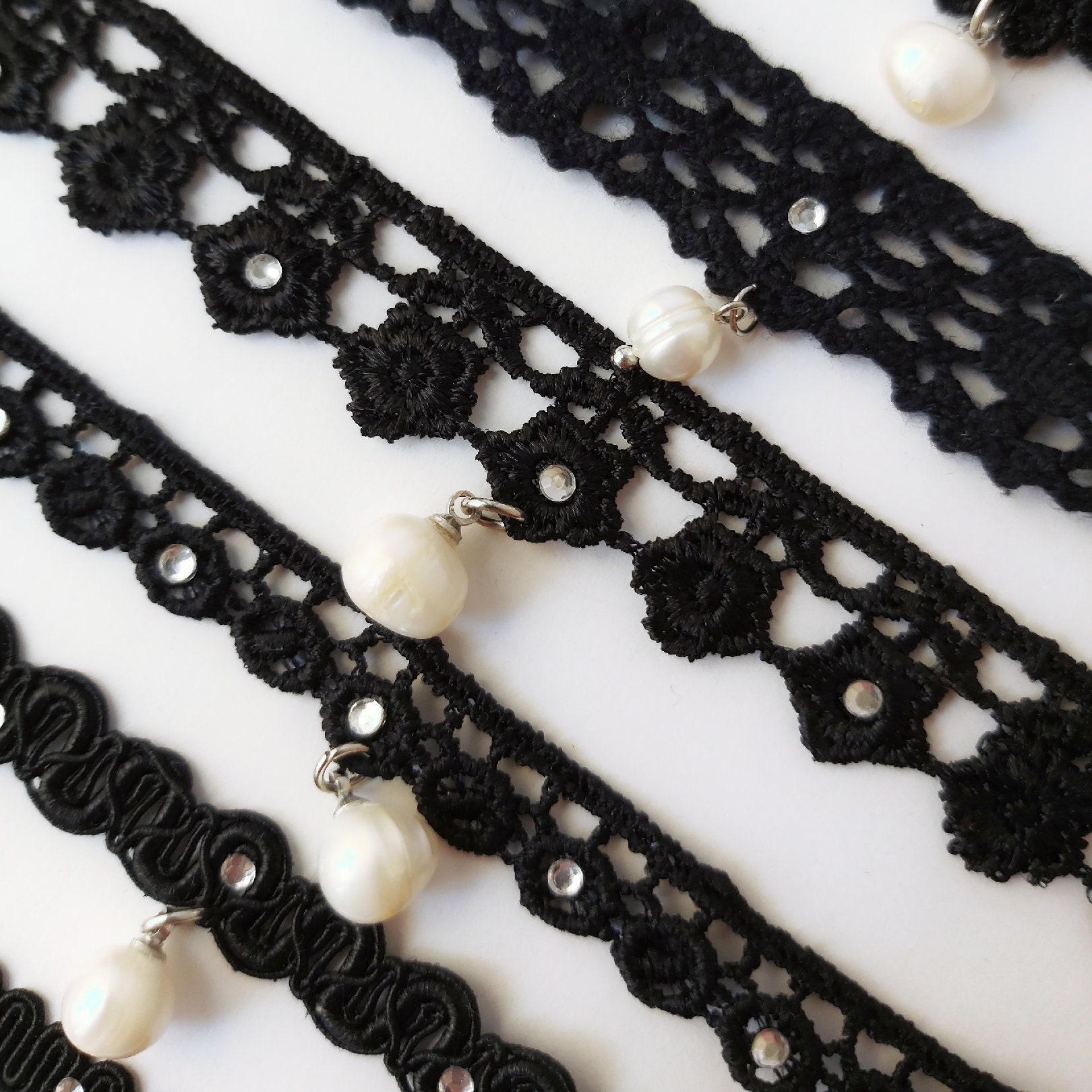 Black Choker Pearl Choker Lace Choker Dainty Chokerwrap | Etsy