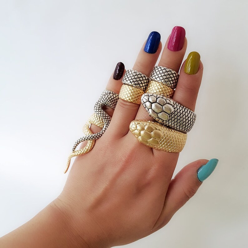 Serpent Punk Tribal Snake Rings Animal Rings Snake Silver - Etsy