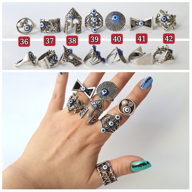 Evil Eye Rings Blue Evil Eye Jewelry Protection Rings Dainty - Etsy