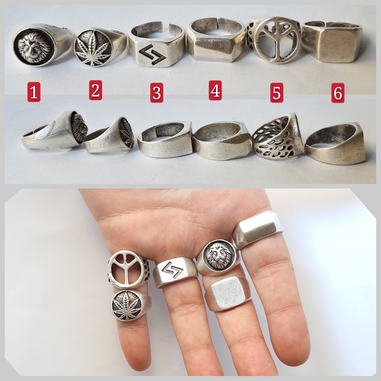 High Quality Modern Unique Men's Ring Patterned Signed - Etsy