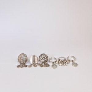 Statement Dangle Coins Ring Silver Dangle Charm Ring Smile Ring ...