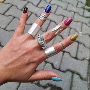 Chunky Long Ring Eide Tube Ring Silver Cuff Rings Statement Edgy Rings ...