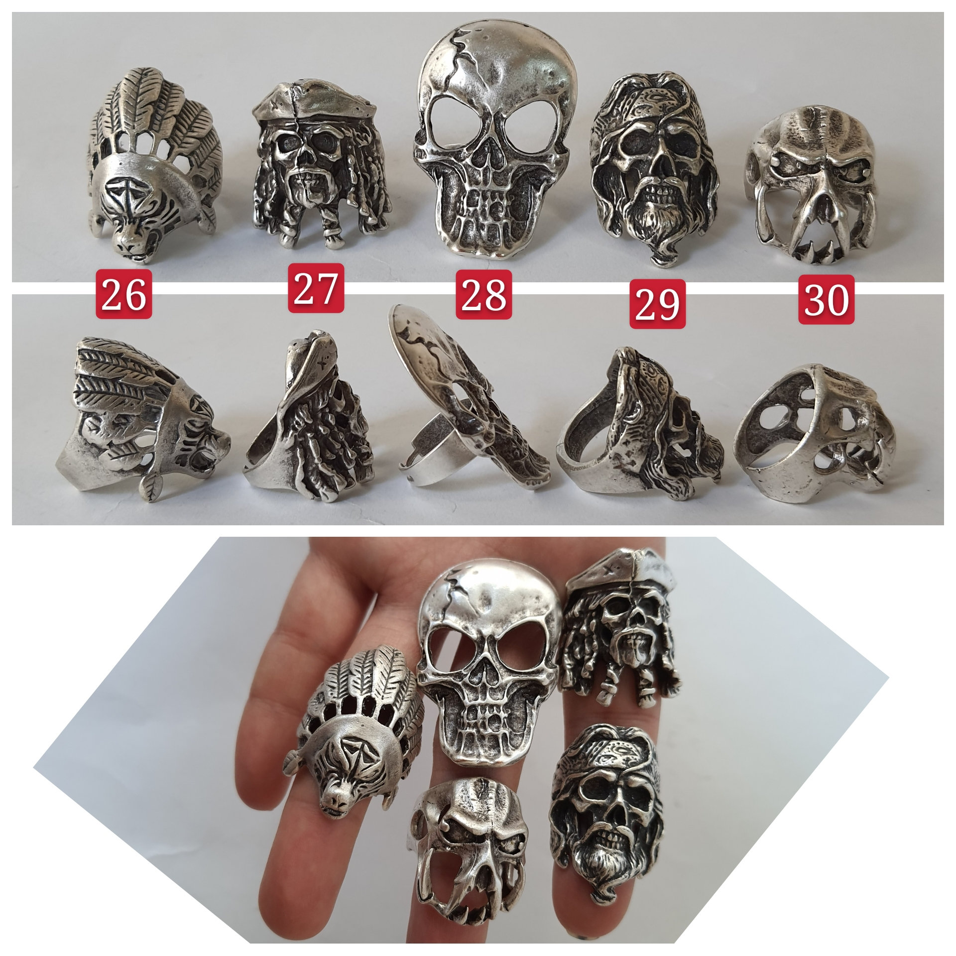 Memento Mori Skull Goth Punk Rings Jewelry Satanic Demon Rings | Etsy