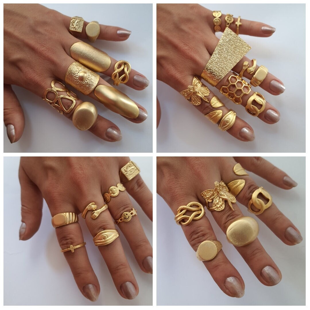 14K Gold Ring Unique Gold Ring Gold Geometric Ring Stylish Ring Dainty ...