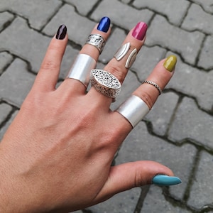 Chunky Long Ring Eide Tube Ring Silver Cuff Rings Statement Edgy Rings ...