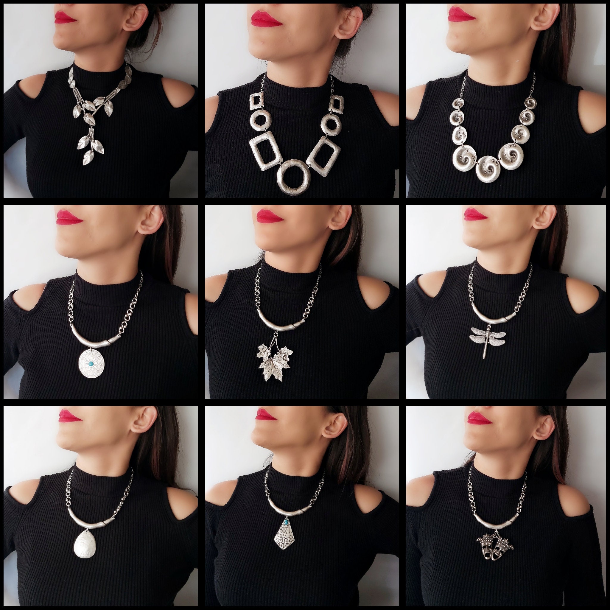 Silver Collar Unique Necklace Antique Necklace Modern | Etsy