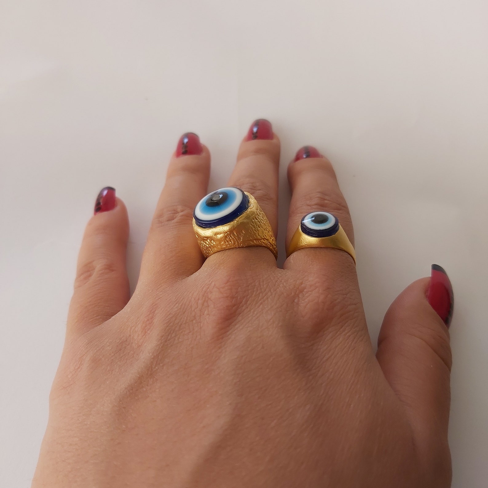 Gold evil eye ring Evil eye jewelry Gold ring Blue evil | Etsy
