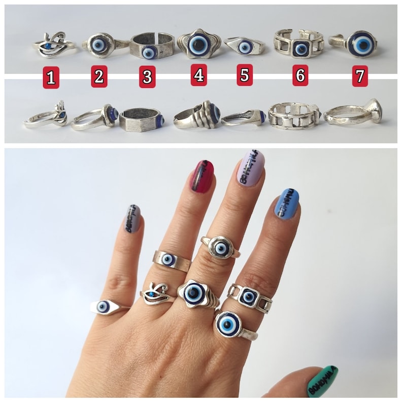 Evil Eye Rings Blue Evil Eye Jewelry Protection Rings Dainty - Etsy
