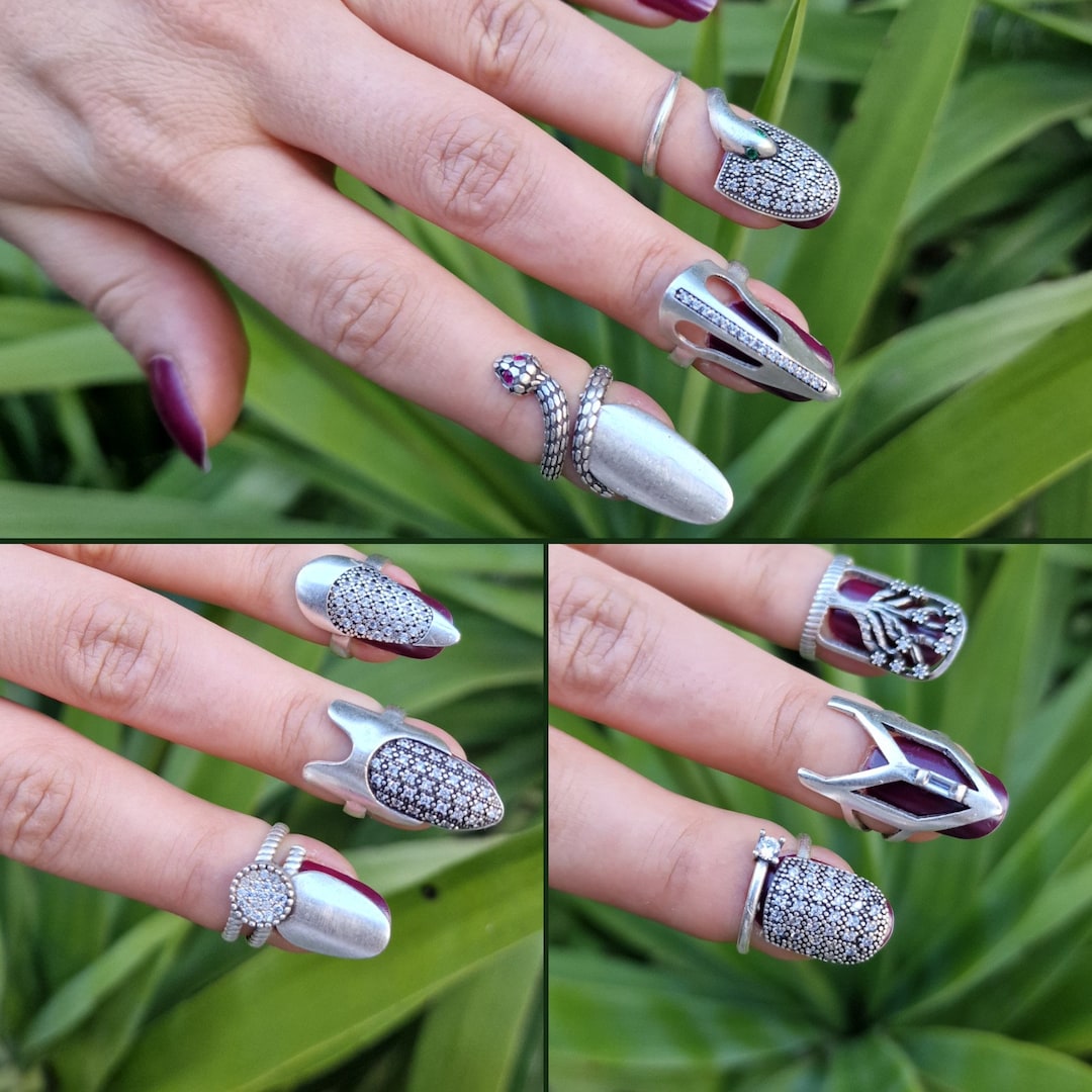 Nail Ring Jewelry Fingertip Zircon Ring Nail Art Ring Knuckle Ring ...
