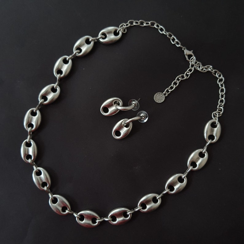Link Chain Necklace Silver Plated Big Link Chunky Chain Choker - Etsy