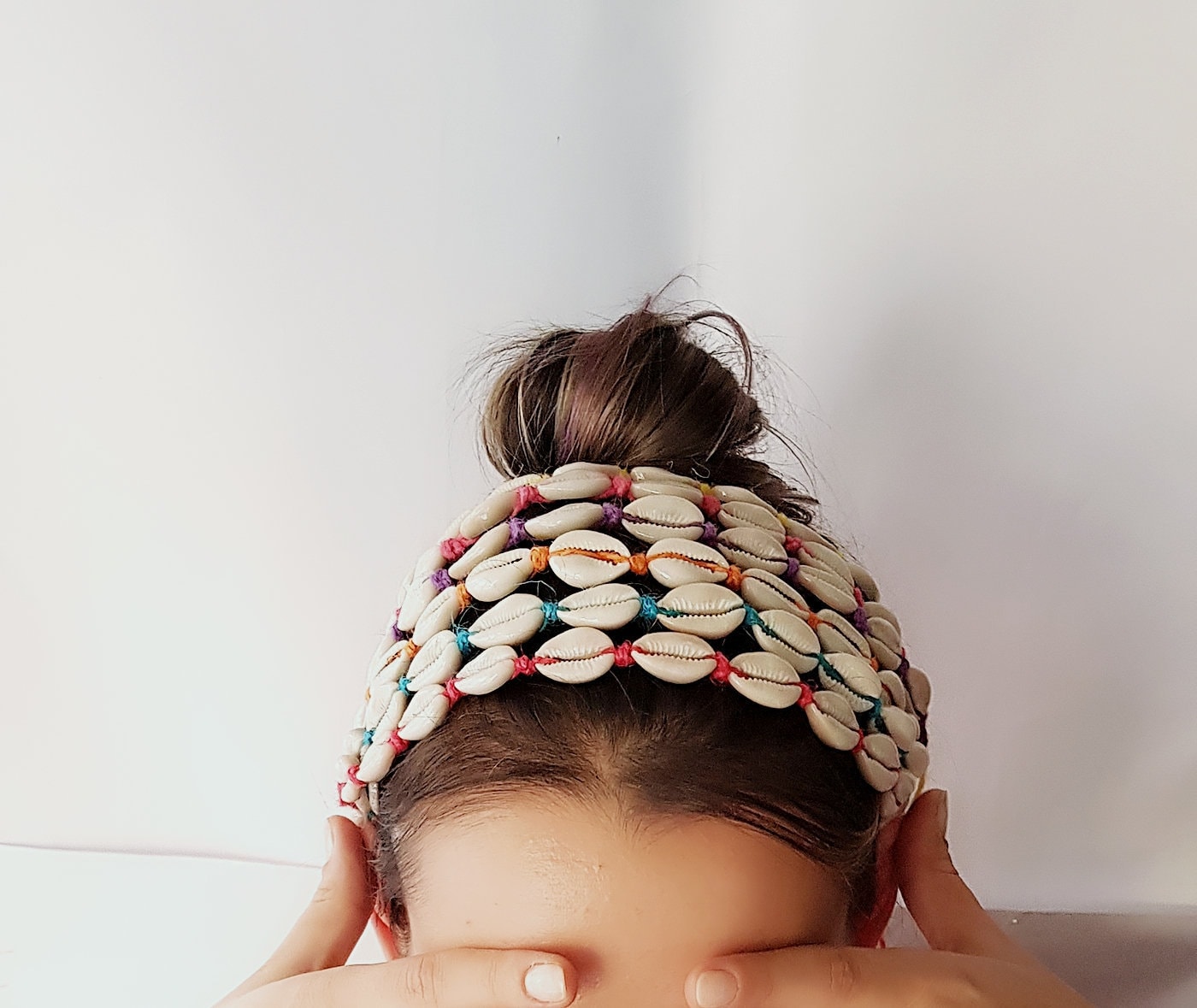 Cowrie Shell Headband: Colored Wicker Rope, Adjustable Hair Accessory ...