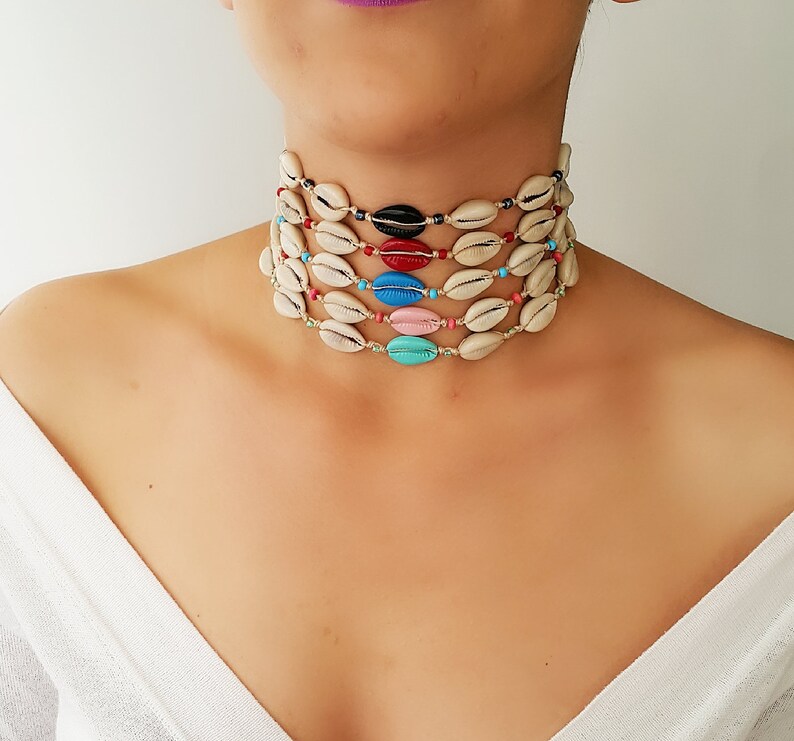 Cowrie Shell Choker Cowrie Shell Necklace Colored Shell | Etsy