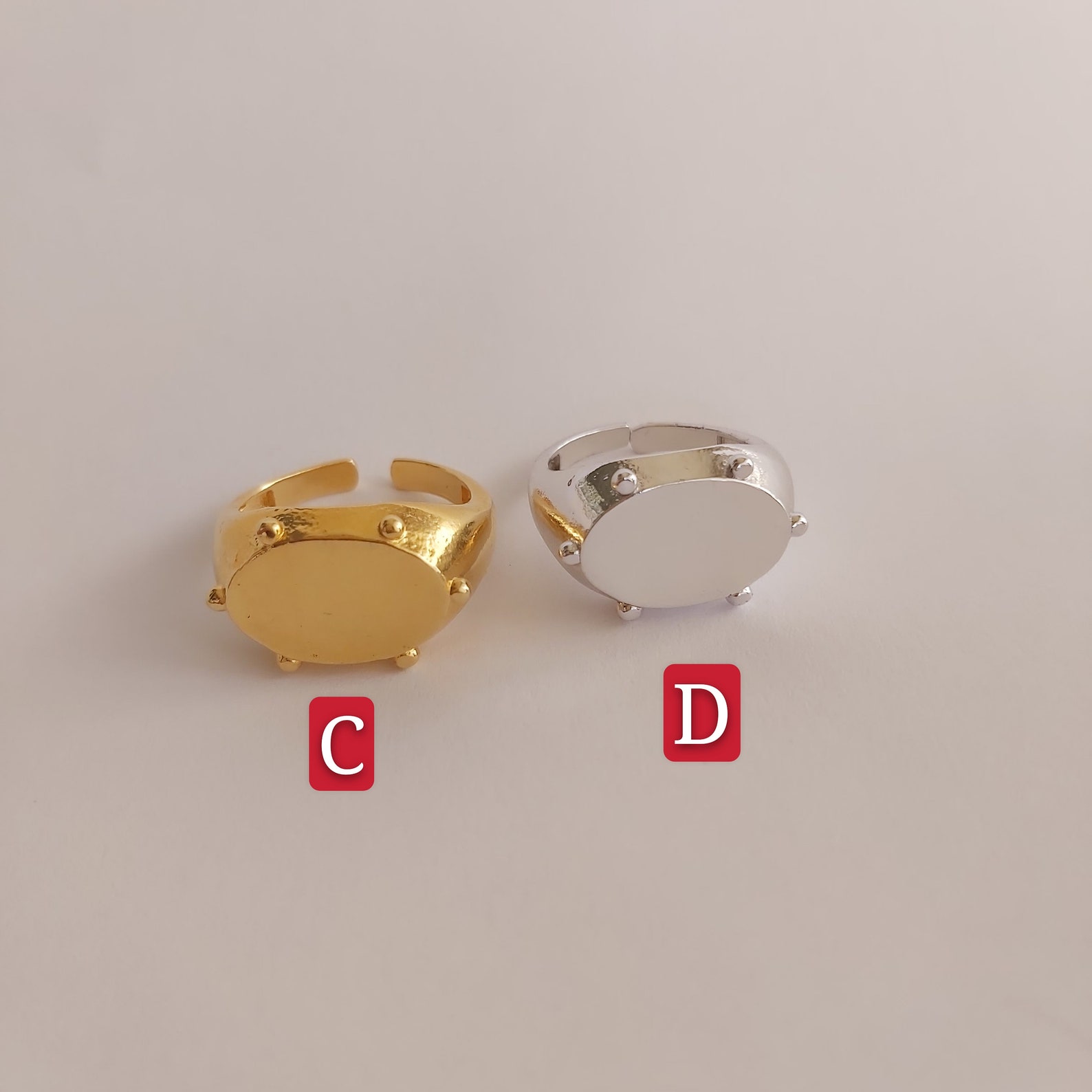 Gold Signet Ring, Shiny Gold Ring, Gold Statement Rings, Nameplate Ring ...