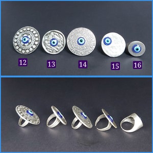 Blue Evil Eye Ring, Turquoise Ring, Boho Jewelry, Large Ring,evil Eye ...