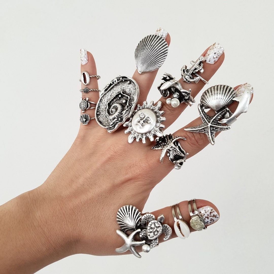 Shell Rings Stackings Rings Cowrie Shell Rings Boho Rings Boho Jewelry ...
