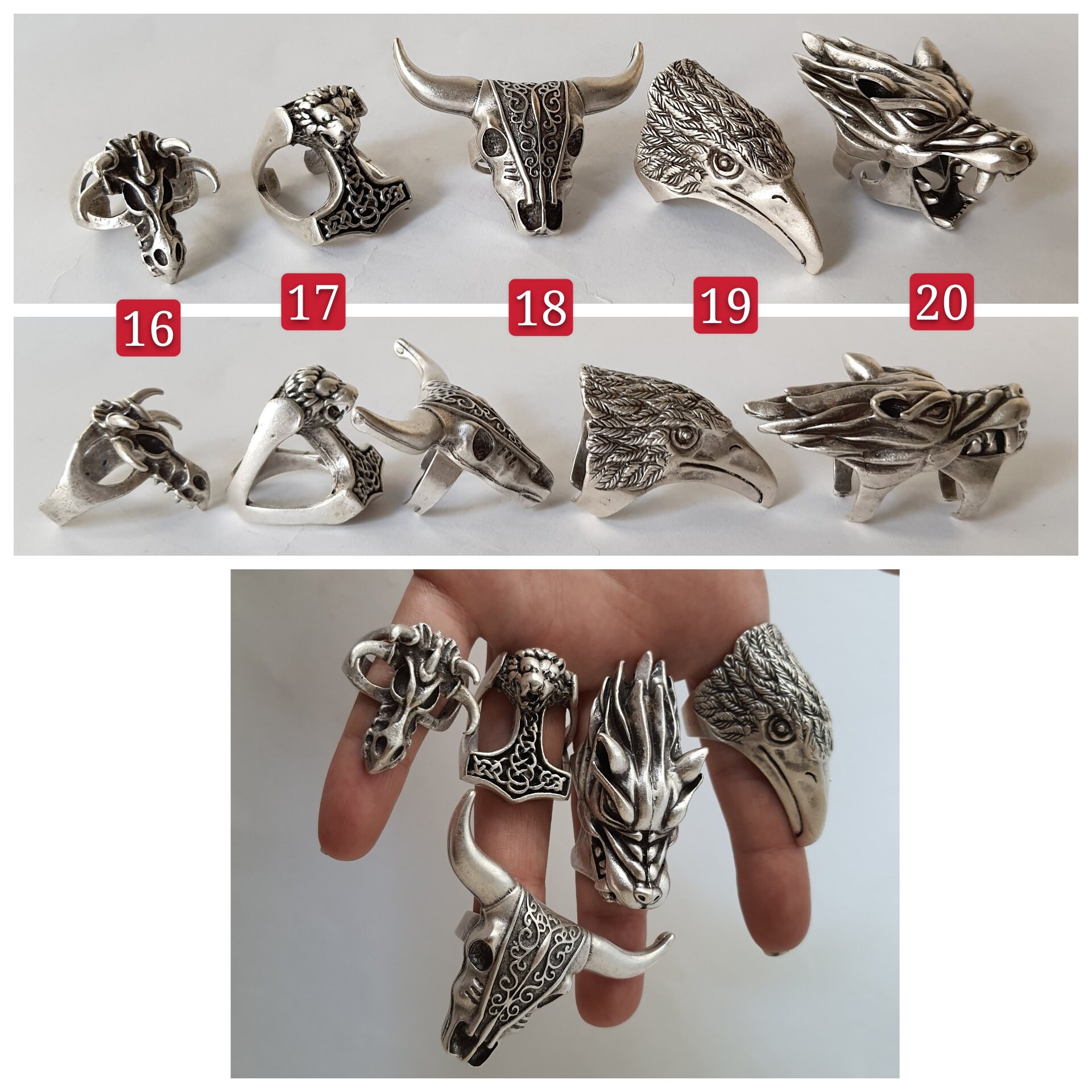 Animal Figure Men's Rings Big Animal Rings Wolf Rings | Etsy