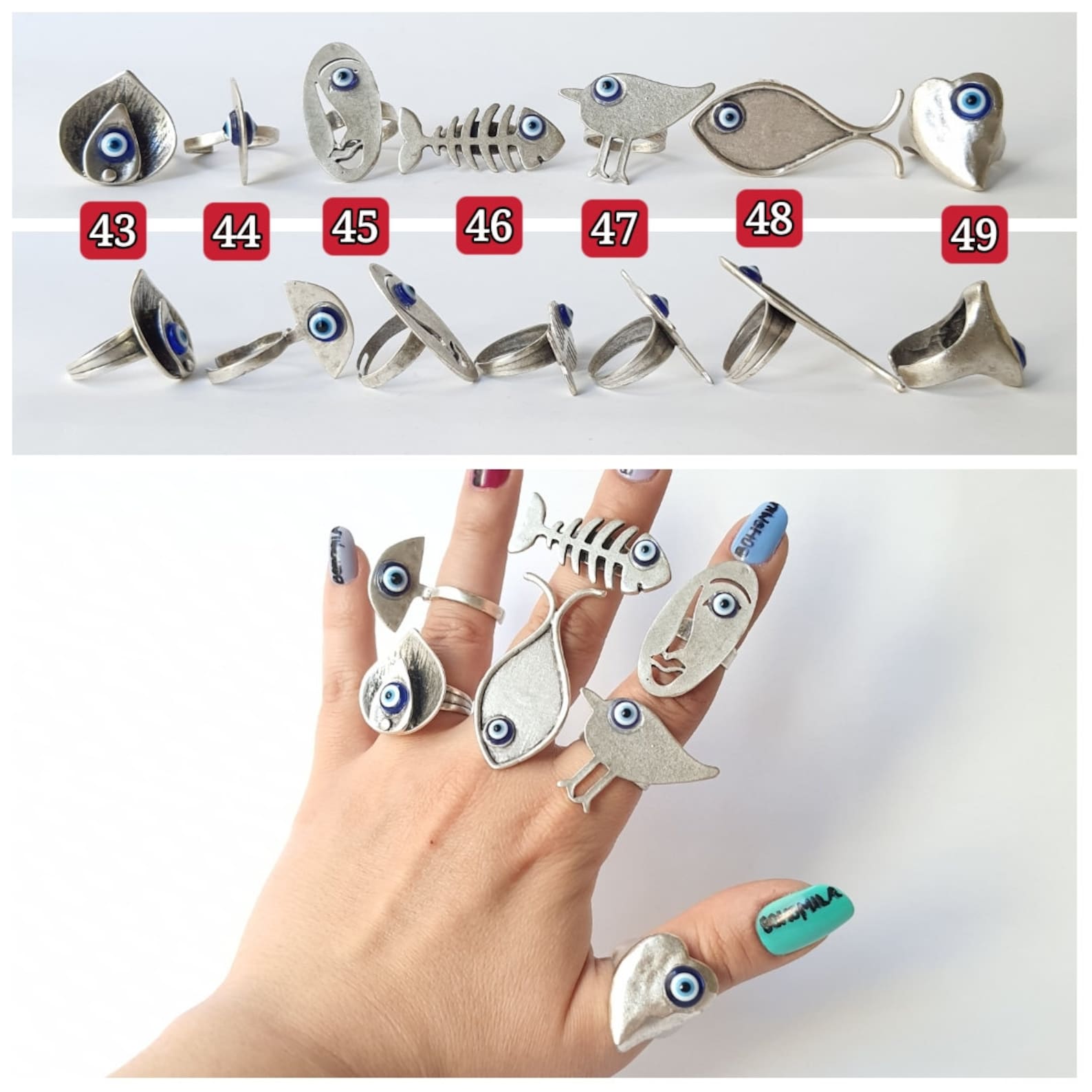 Evil Eye Rings Blue Evil Eye Jewelry Protection Rings Dainty - Etsy