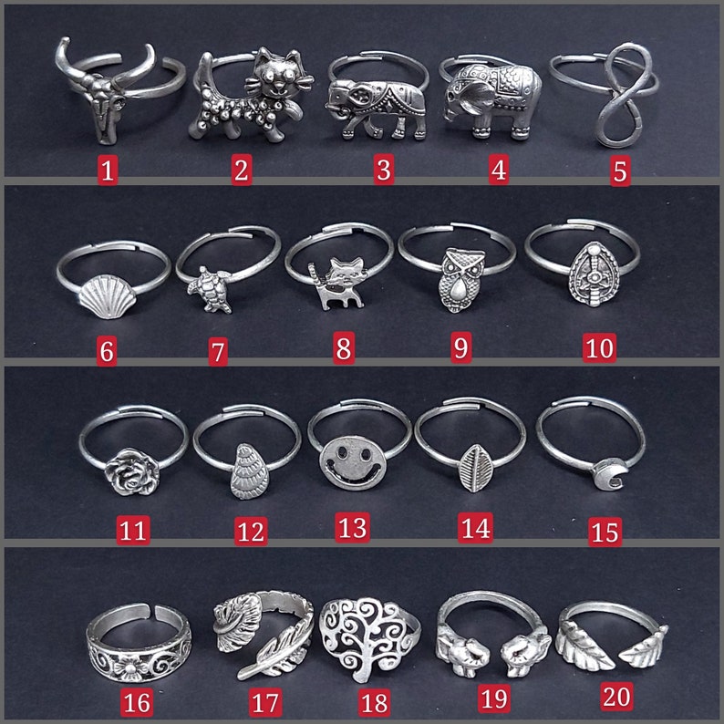 Boho Animal Stacking Ring Set: Silver Plated Midi Rings - Etsy
