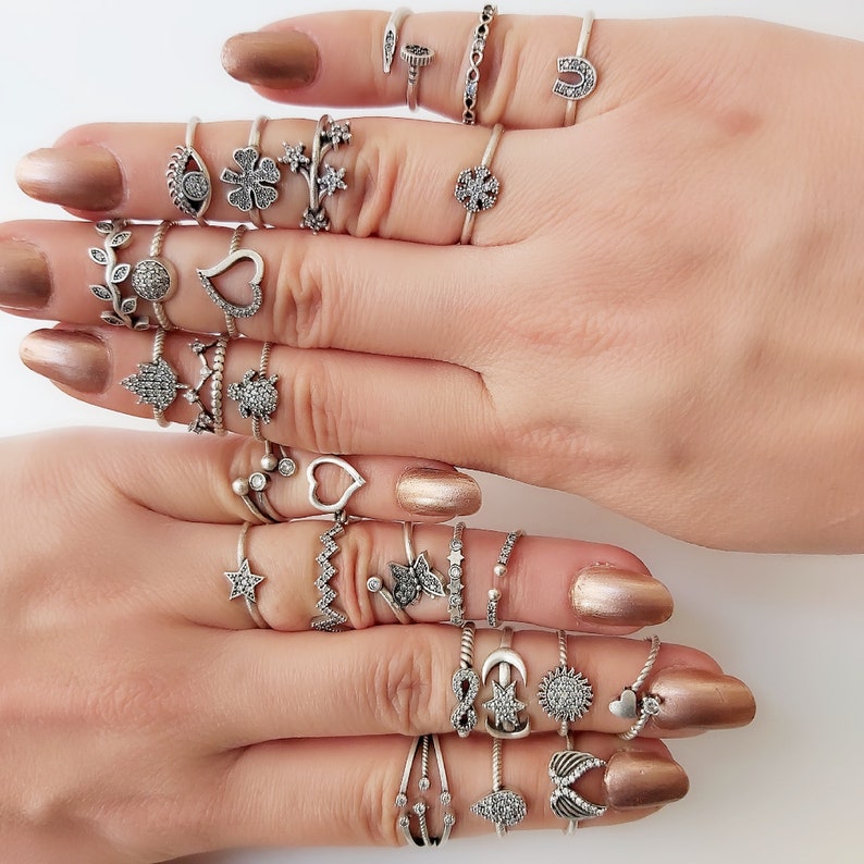 Tiny Stacking Ring Silver Zircon Stone Midi Ringchevron - Etsy