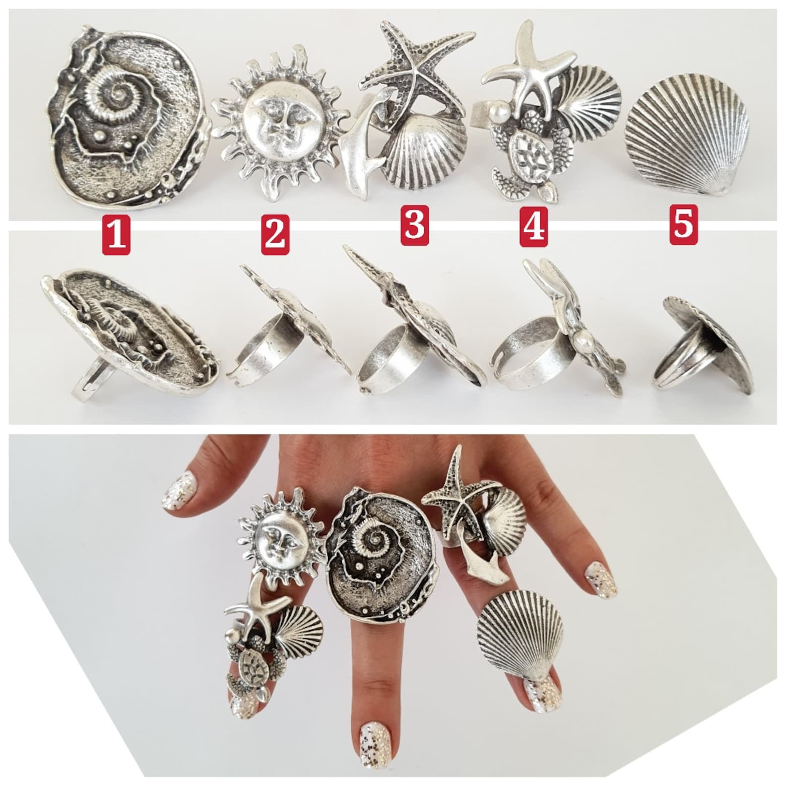 Shell Rings Stackings Rings Cowrie Shell Rings Boho Rings Boho | Etsy