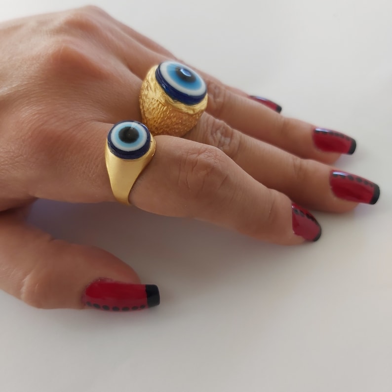 Gold Evil Eye Ring Evil Eye Jewelry Gold Ring Blue Evil - Etsy