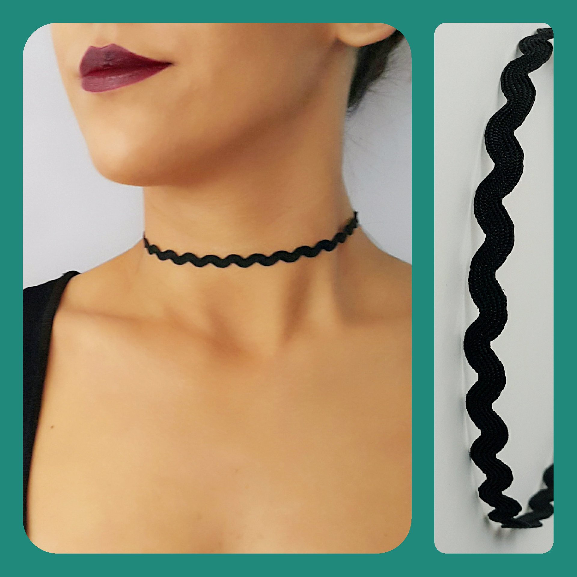 Black Ribbon Choker Necklace Black Wrap Choker Patterned - Etsy