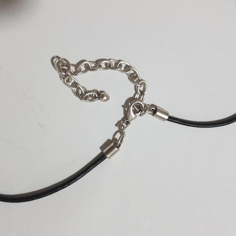 Long Stick Leather Cordon Necklace Chunky Silver Necklace Boho - Etsy