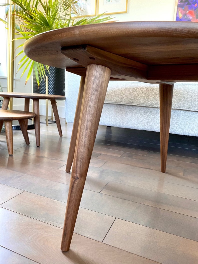 Round Walnut Coffee Table Modern Solid Walnut Scandinavian - Etsy