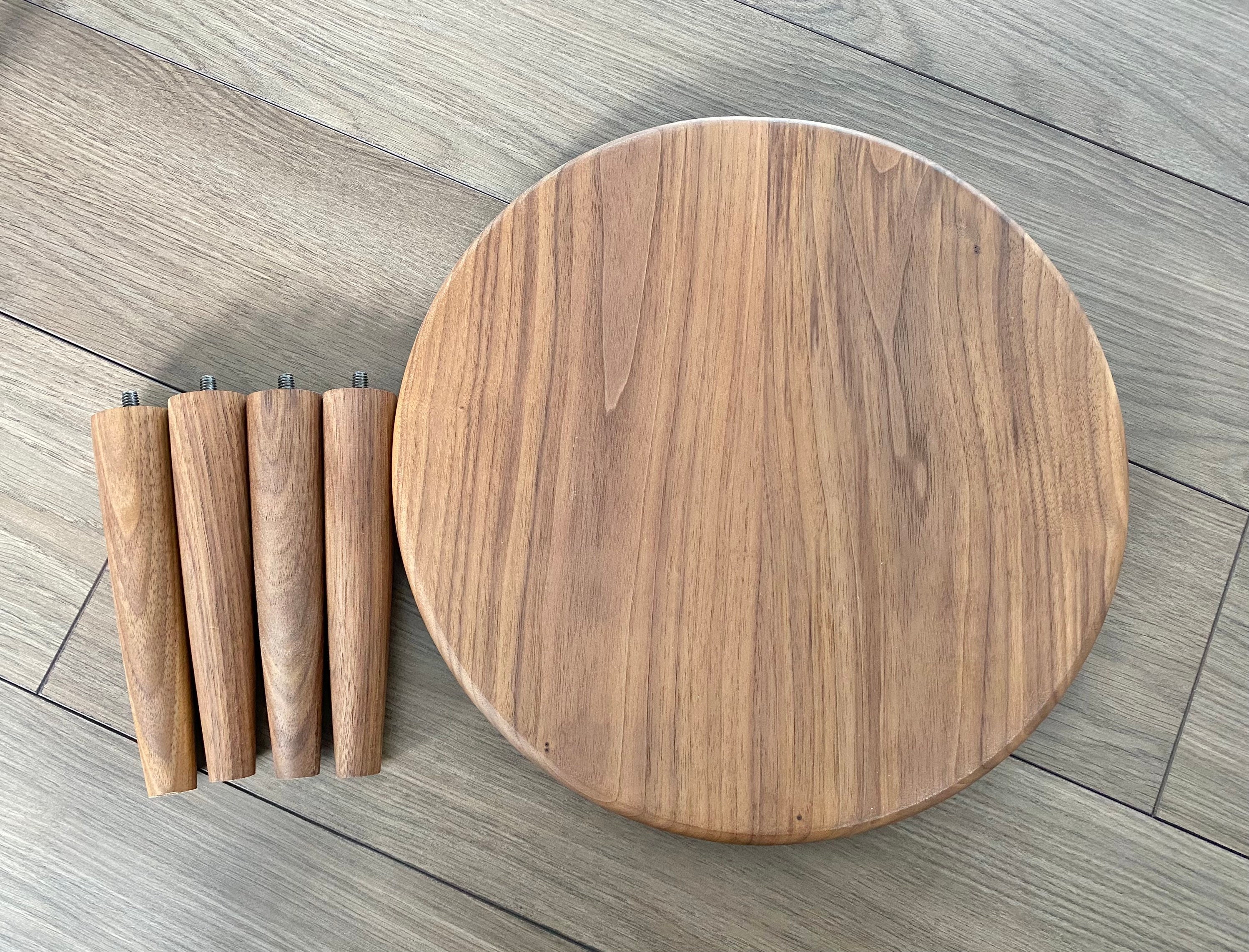 Mid Century Modern Round Plant Table Solid Wood Walnut - Etsy Canada