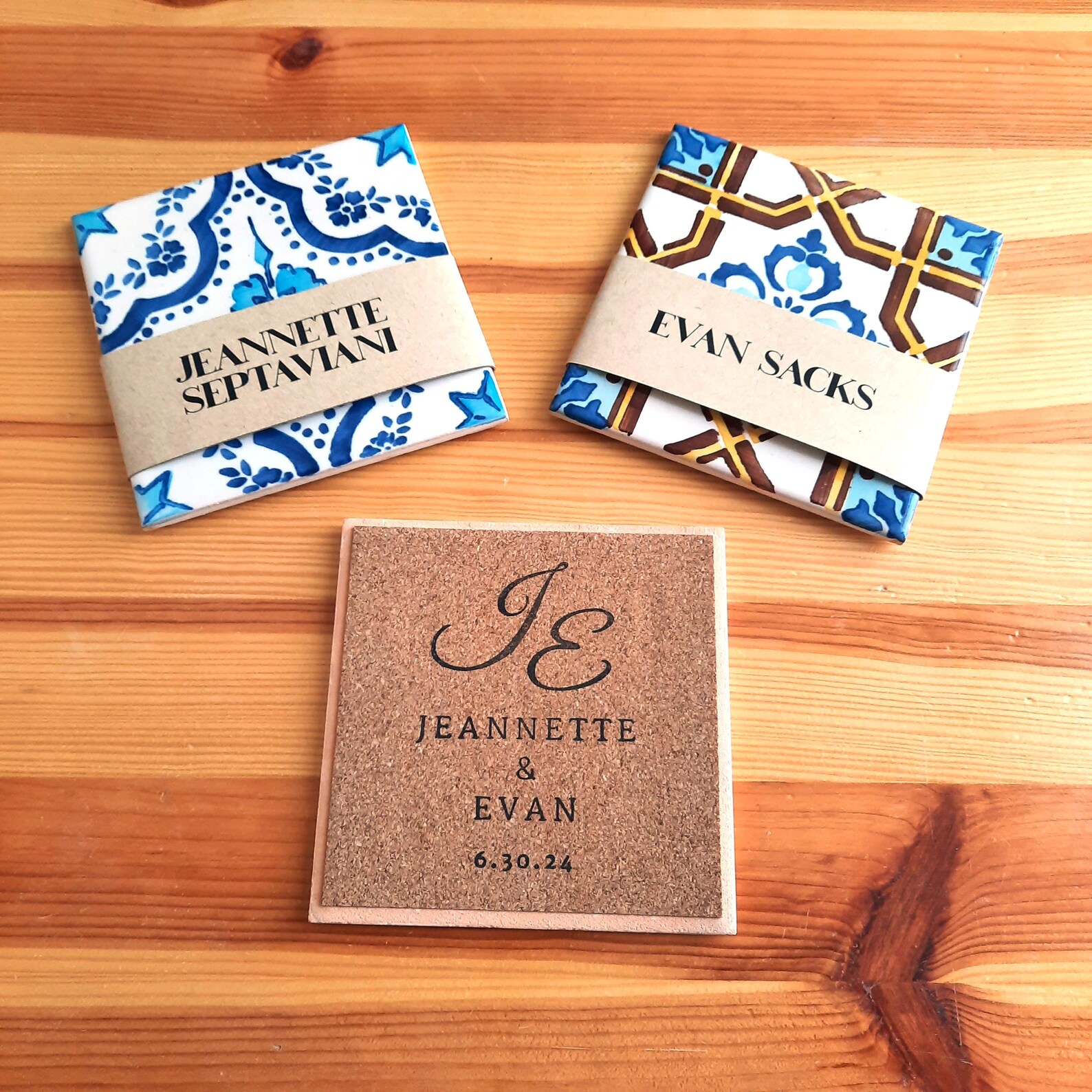 Hand-painted Azulejo Tile Coasters: Custom Wedding Favors, Portuguese ...