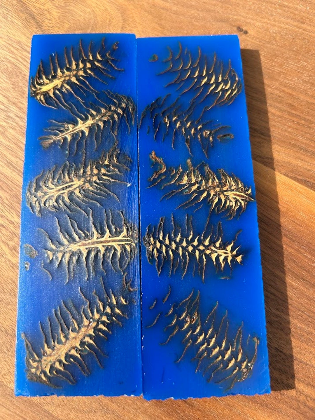 Knife Handle Scales. Fluorescent Blue With Stabilized Spruce Cones - Etsy